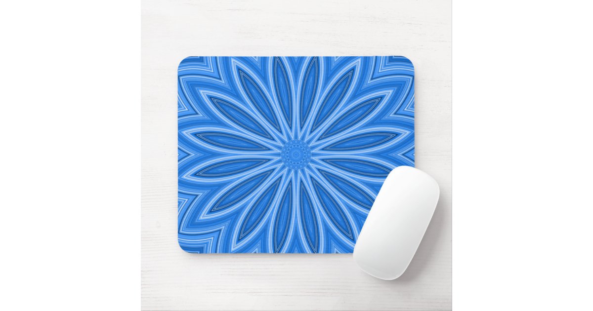 Modern Blue Floral Design Artisan Mouse Pad | Zazzle