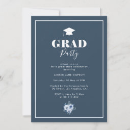 Modern blue floral graduation announcement | Zazzle