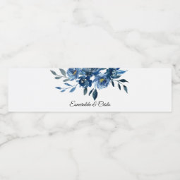 Modern Blue Floral Water Bottle Label | Zazzle