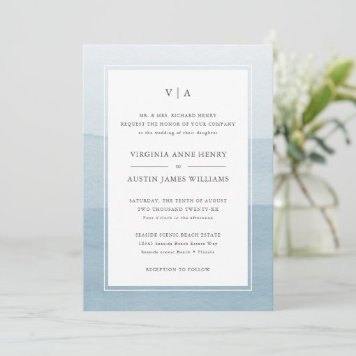 Modern Blue Formal Wedding Invitation | Zazzle