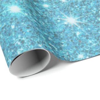 Modern Blue Glitter Sparkles Personalized Name Wrapping Paper | Zazzle