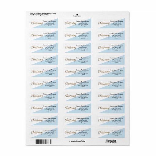 Modern Blue Gold Christening Baby Boy Label | Zazzle