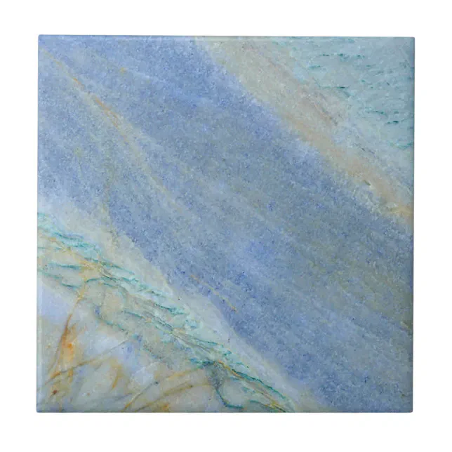 Modern Blue Gold Quartz Marble Print Ceramic Tile | Zazzle