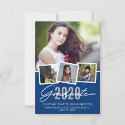 Modern Blue Graduation Class of Photo Announcement | Zazzle