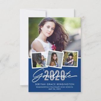 Modern Blue Graduation Class of Photo Announcement | Zazzle