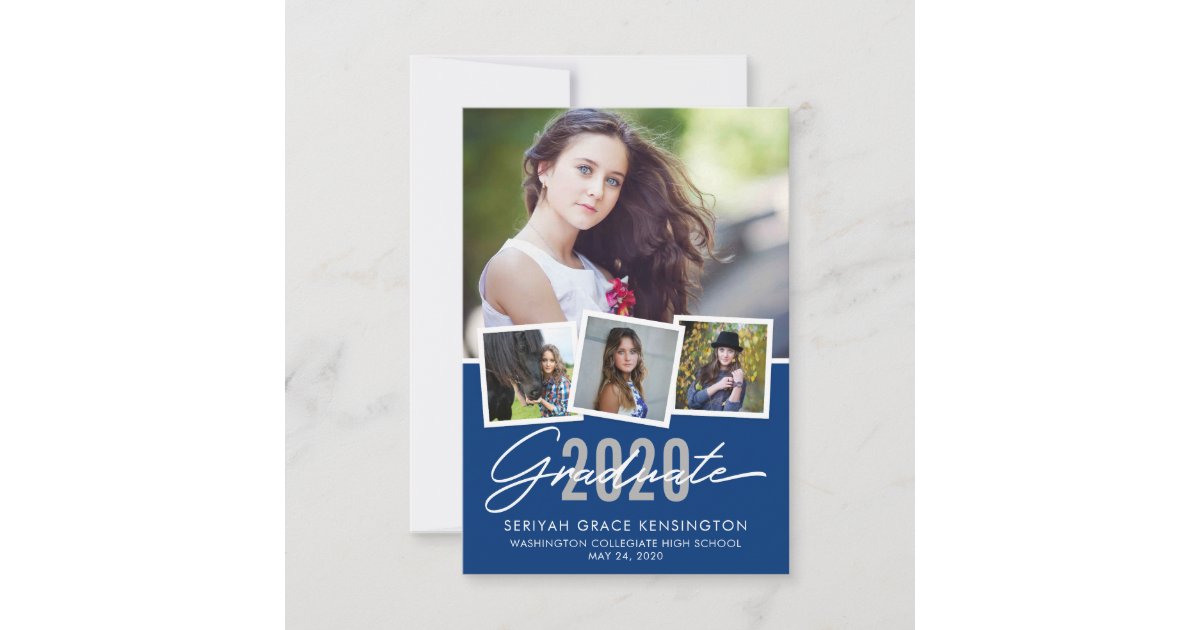 Modern Blue Graduation Class of Photo Announcement | Zazzle