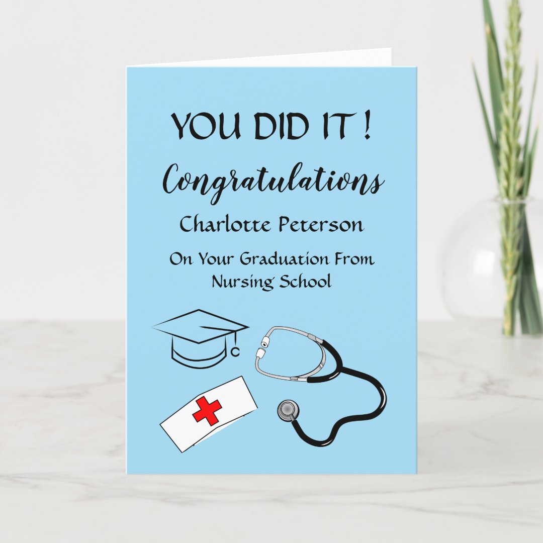 Modern Blue Graduation Nurse Congratulation Card | Zazzle