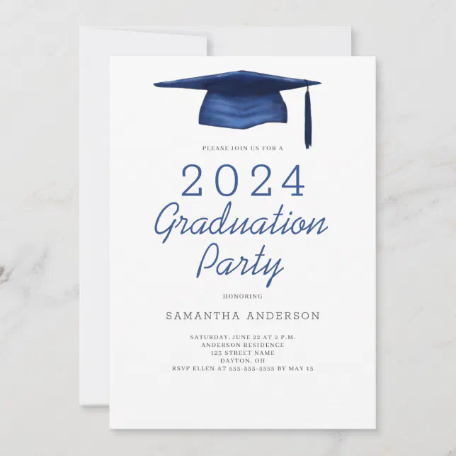 Modern Blue Graduation Party Invitation | Zazzle