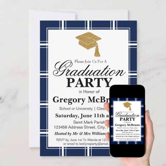 Modern Blue Graduation Party Invitation | Zazzle