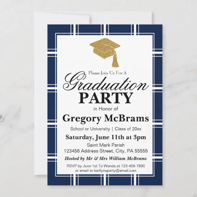 Modern Blue Graduation Party Invitation | Zazzle