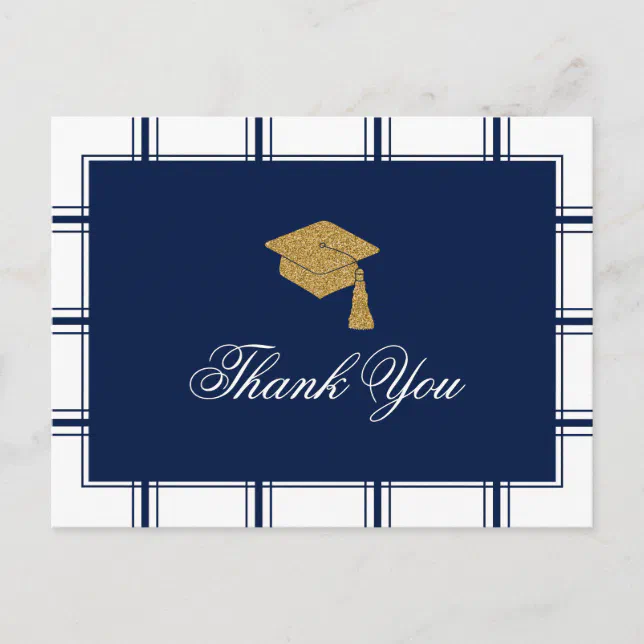 Modern Blue Graduation Thank You Postcard | Zazzle