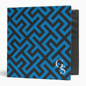 Modern blue greek key geometric patterns monogram binder | Zazzle