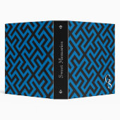Modern blue greek key geometric patterns monogram binder | Zazzle