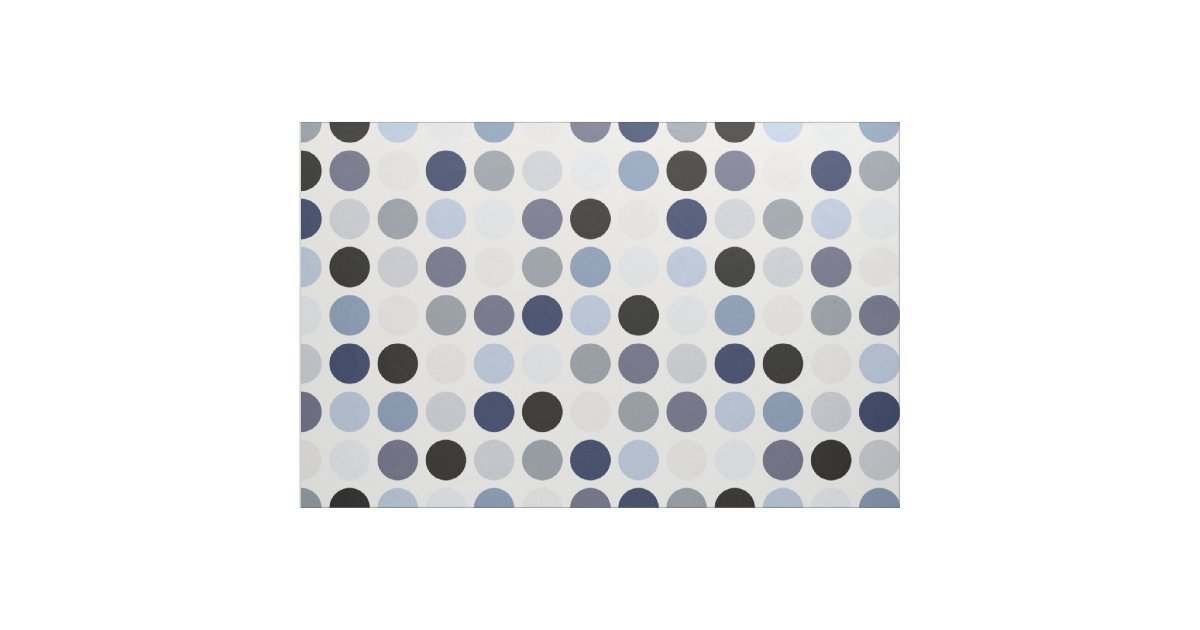 modern blue grey polka dots pattern monogram fabric | Zazzle