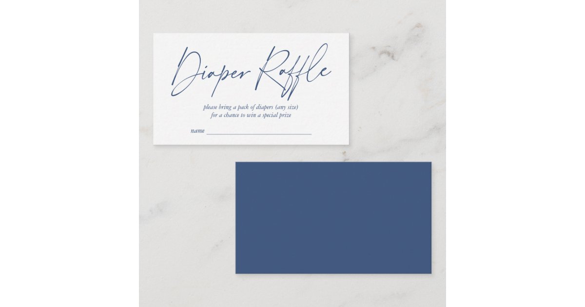 Modern Blue Handwritten Diaper Raffle Enclosure Card | Zazzle