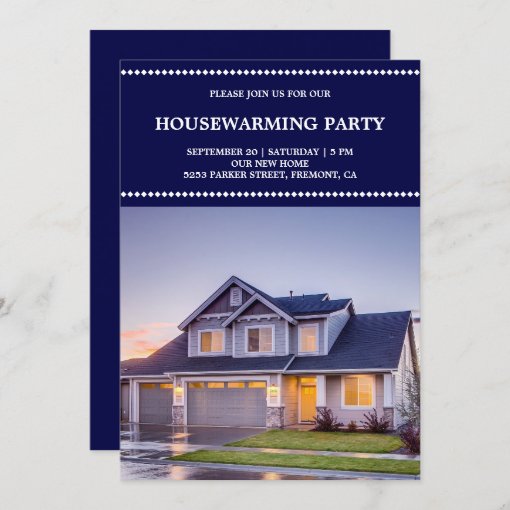 Modern Blue Housewarming Party Photo Invitation | Zazzle