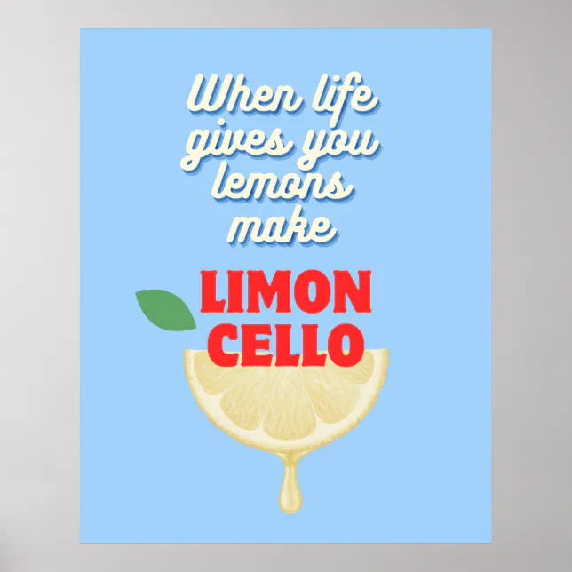 Modern Blue Italian Limoncello Kitchen Bar Poster | Zazzle