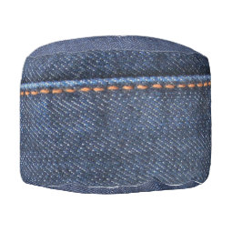 Modern Blue Jeans denim pattern monogram name Pouf | Zazzle