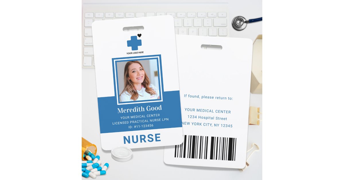 Modern Blue Licensed Practical Nurse Security Badge | Zazzle
