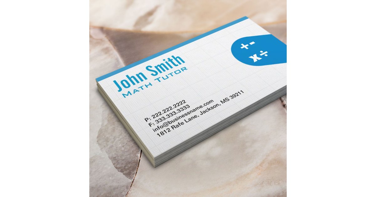 Modern Blue Math Tutor Business Card | Zazzle