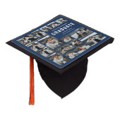 Modern Blue Multi Photo Graduation Cap Topper | Zazzle