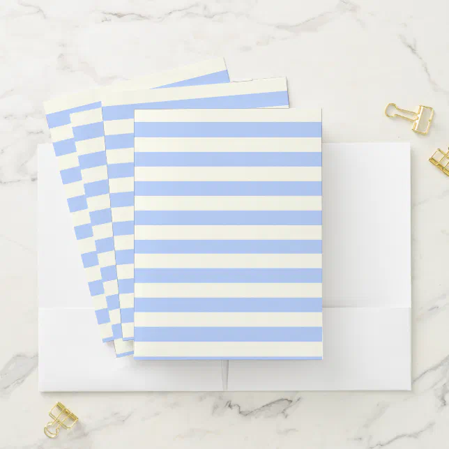 Modern Blue Nautical Stripe Minimalist Elegant Pocket Folder | Zazzle