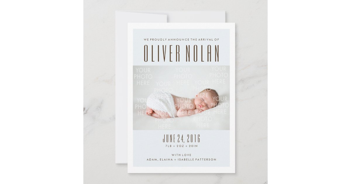 Modern Blue New Baby Boy Announcement Announcement | Zazzle