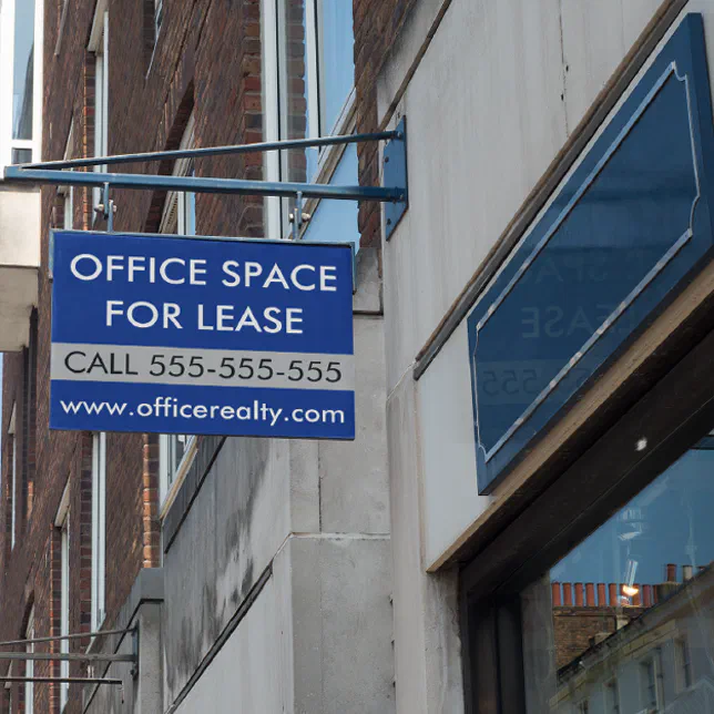 Modern Blue Office Space for Lease Real Estate Sign | Zazzle
