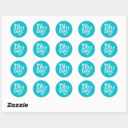 Modern Blue Oh Boy! Classic Round Sticker | Zazzle