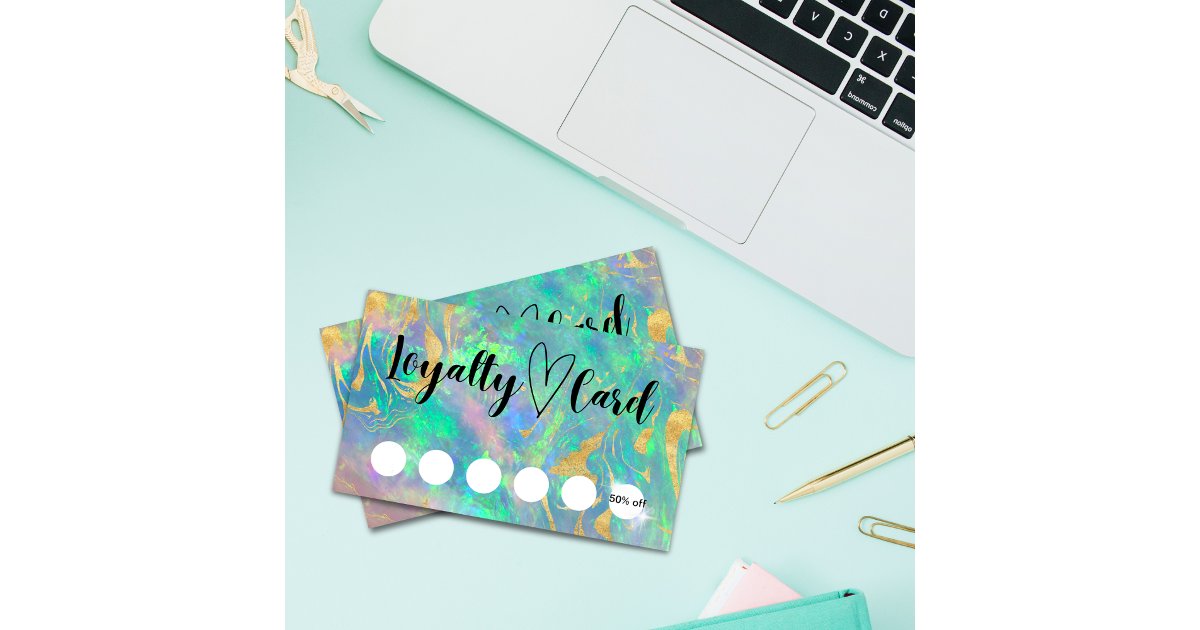 Modern Blue Opal Customer Loyalty Cards | Zazzle