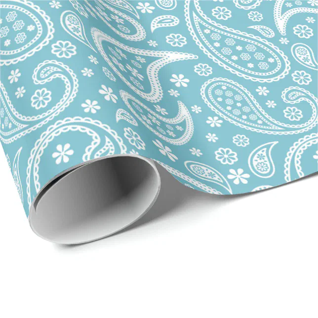 Modern Blue Paisley Pattern Wrapping Paper | Zazzle