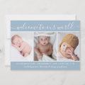 Modern Blue Photo Collage Welcome Baby Boy Birth Announcement | Zazzle