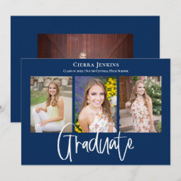 Modern Blue Photo Graduation Party Invitation | Zazzle
