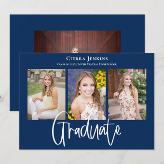 Modern Blue Photo Graduation Party Invitation | Zazzle