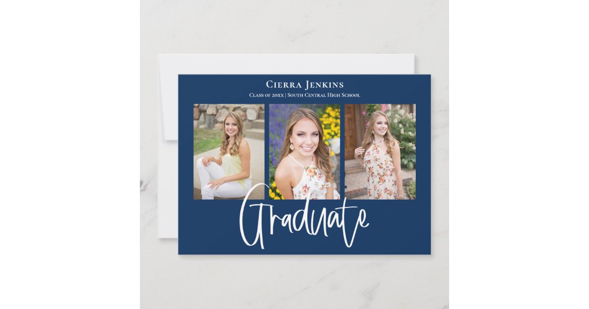 Modern Blue Photo Graduation Party Invitation | Zazzle