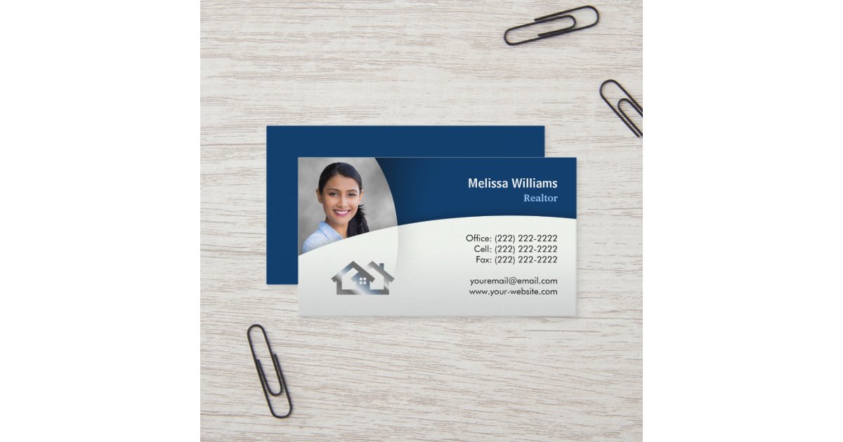 Modern Blue Photo Real Estate Business Card | Zazzle
