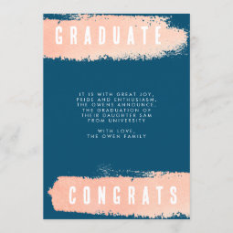 Modern BLUE PINK SPLASH Graduation Photo GRAD Announcement | Zazzle