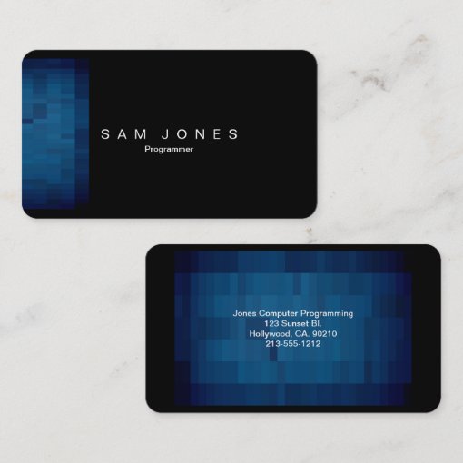 Modern Blue Pixel Business Card | Zazzle