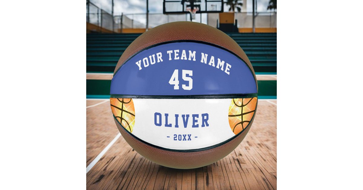 Modern Blue Player Kids Personalized Basketball | Zazzle