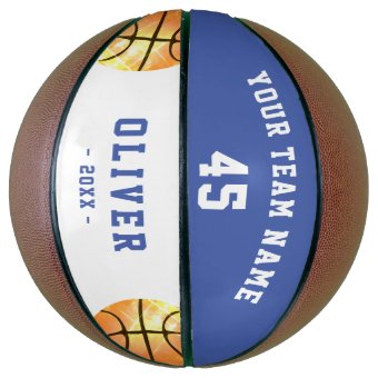 Modern Blue Player Kids Personalized Basketball | Zazzle