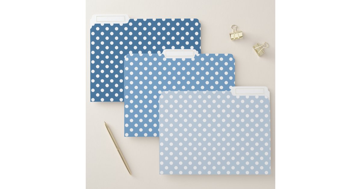 Modern Blue Polka Dot File Folder | Zazzle
