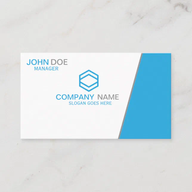 Modern Blue Professional Custom Logo Business Card | Zazzle