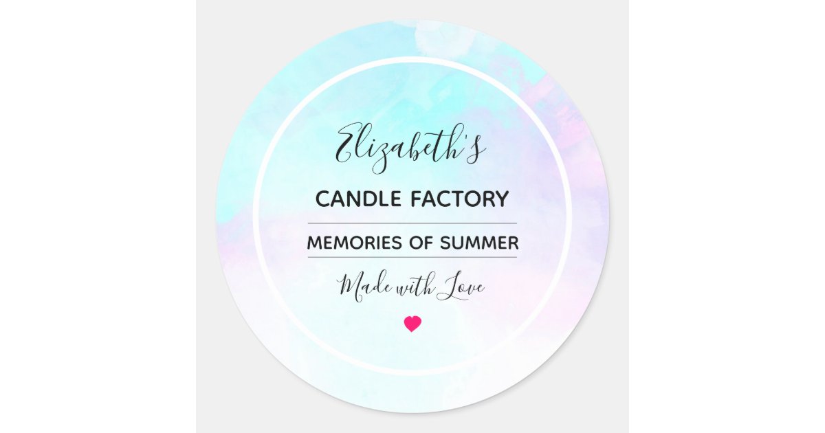 Modern Blue & Purple Watercolor Candle Soap Biz Classic Round Sticker ...