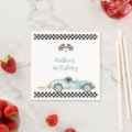 Modern Blue Race Car Birthday Napkins | Zazzle
