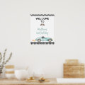 Modern Blue Race Car Birthday Welcome Sign | Zazzle