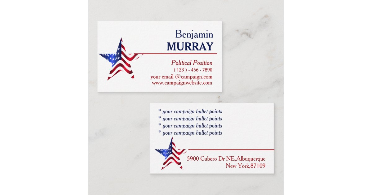 Modern Blue & Red Political Campaign Business Card | Zazzle