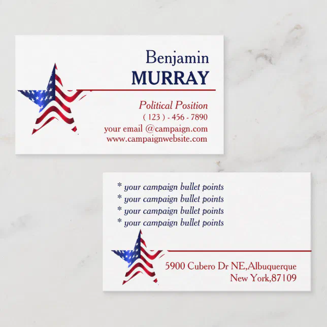 Modern Blue & Red Political Campaign Business Card | Zazzle