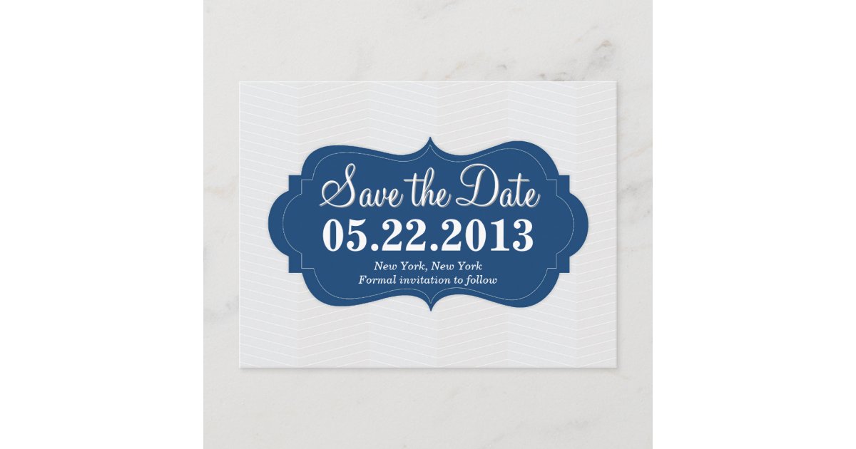 Modern Blue Save the Date Postcard | Zazzle