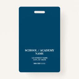 Modern Blue School Logo Teacher Employee Badge | Zazzle