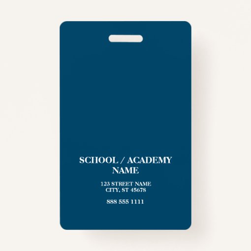 Modern Blue School Logo Teacher Employee Badge | Zazzle